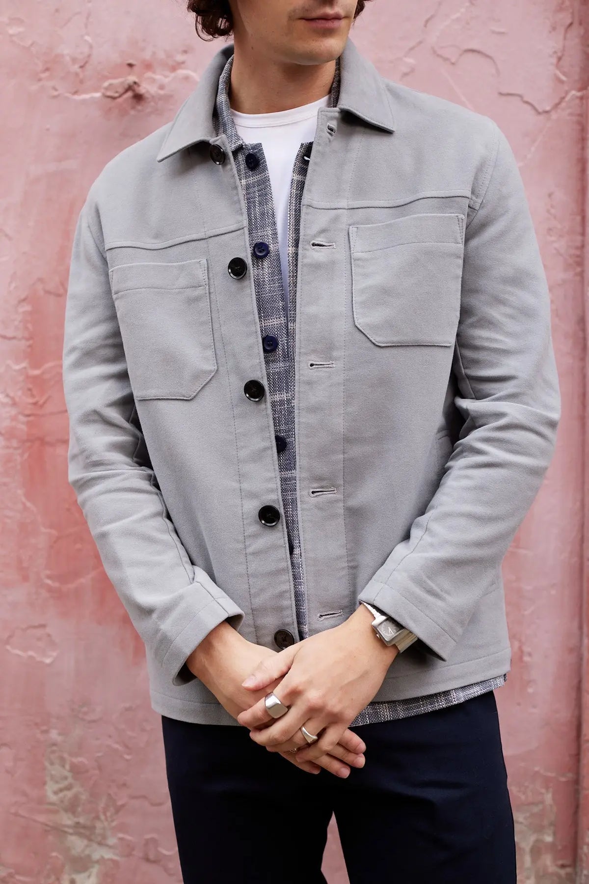 Ultimate Warmth Choice: Wilkes Casual Shacket - Light Grey Moleskin